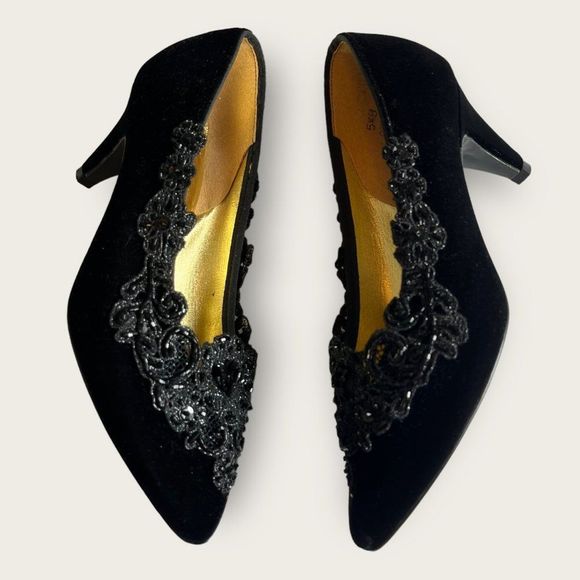 Vintage | Shoes | Vintageprivate Collection Opera Pumps Black Velvet ...